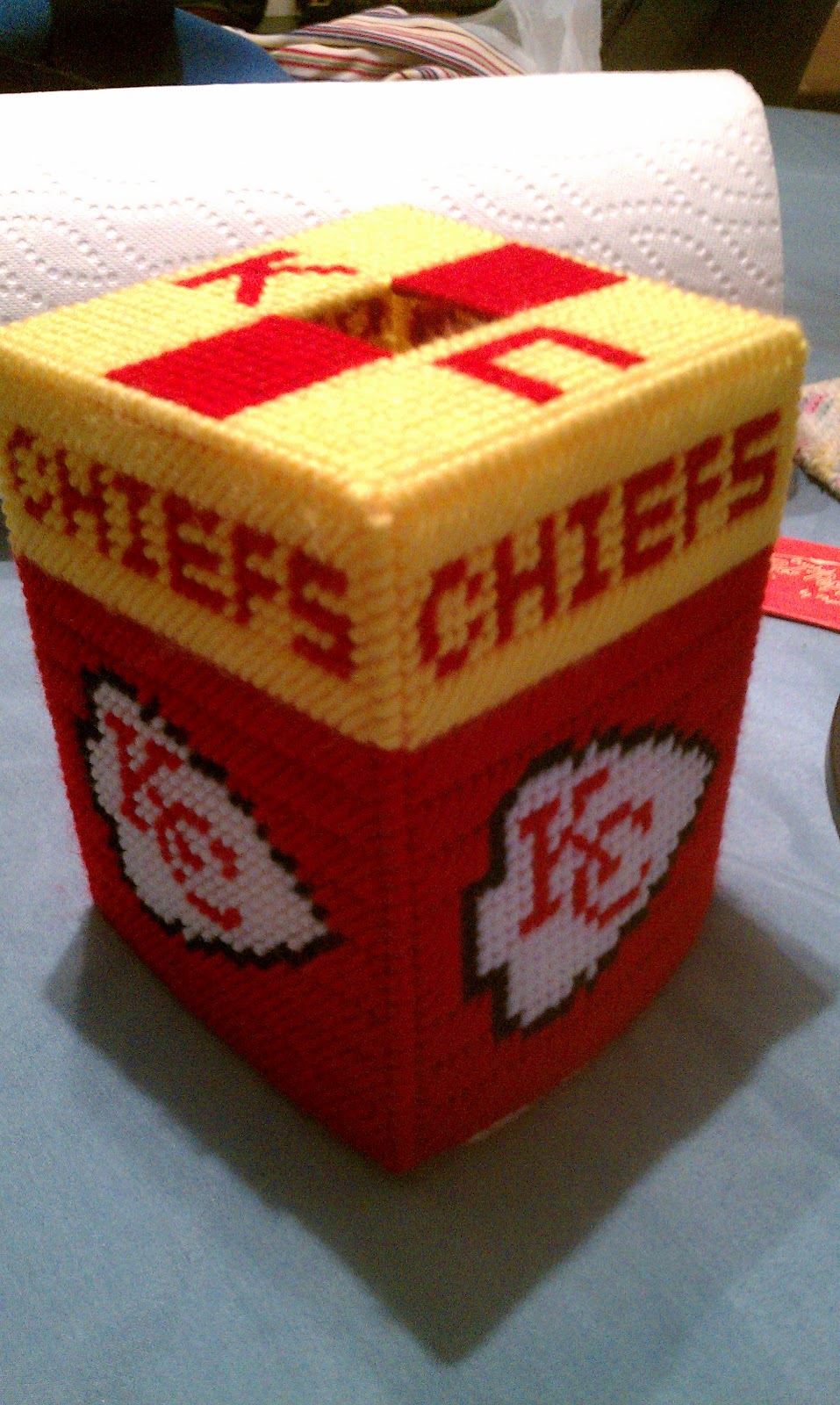 CraftySasha: KC Chiefs Tissue Box cover
