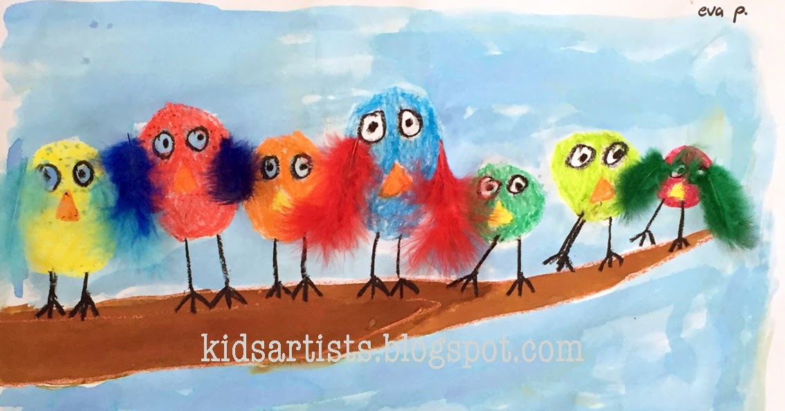 Kids Artists: Birdies on a branch