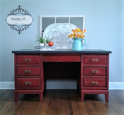 Studio 57 Fine Furniture: SOLD: Red Executive Desk