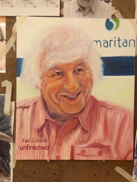 Sue Linton Artist: Cec's portrait continued- acrylic underpainting finished