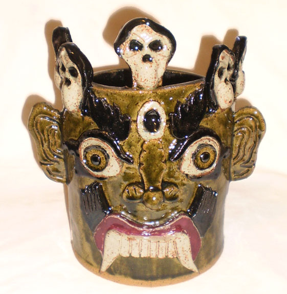 Aberrant Ceramics: Demon Pot With Skulls