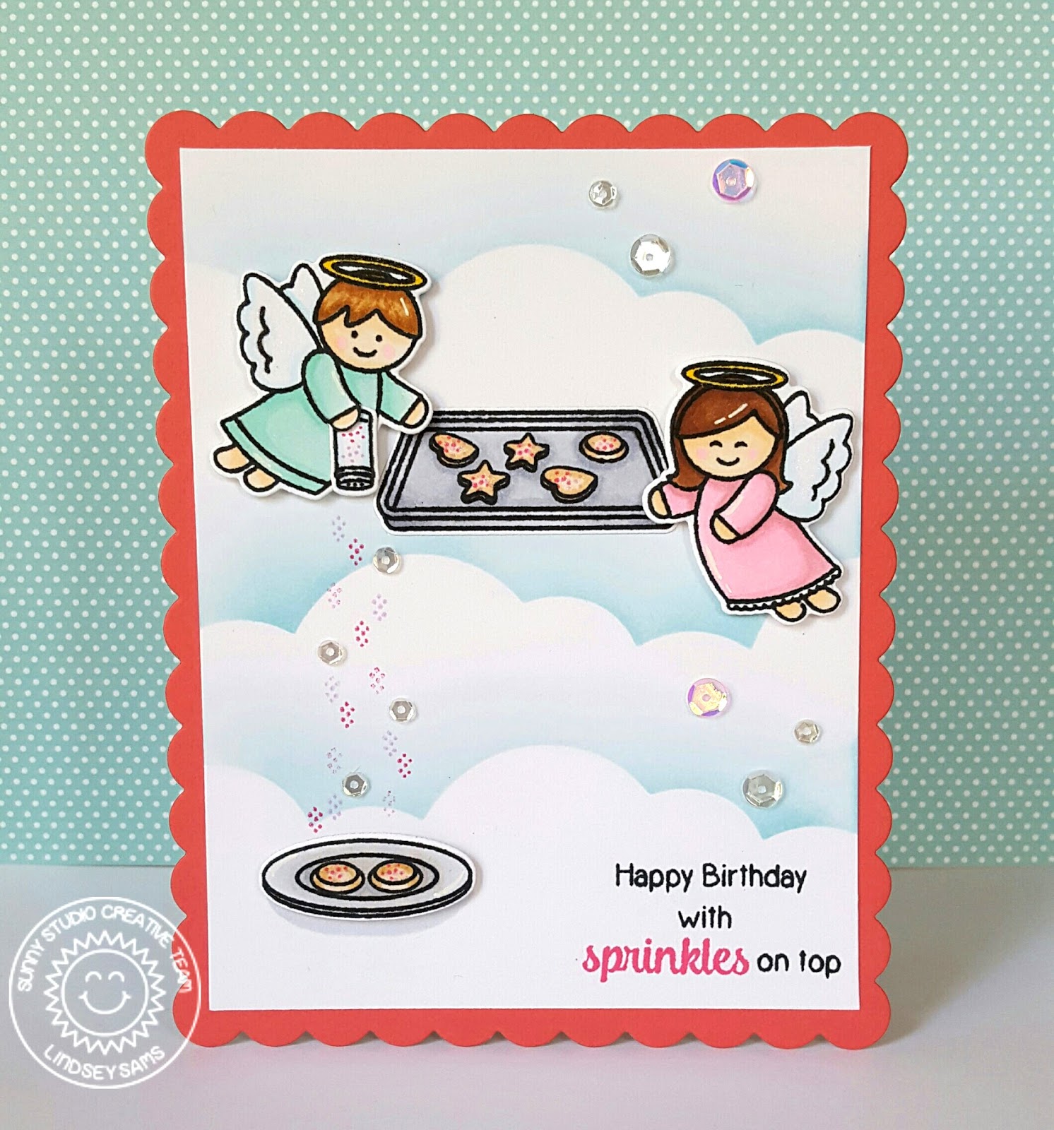 Sunny Studio: Blissful Baking & Little Angels Birthday Card with Lindsey