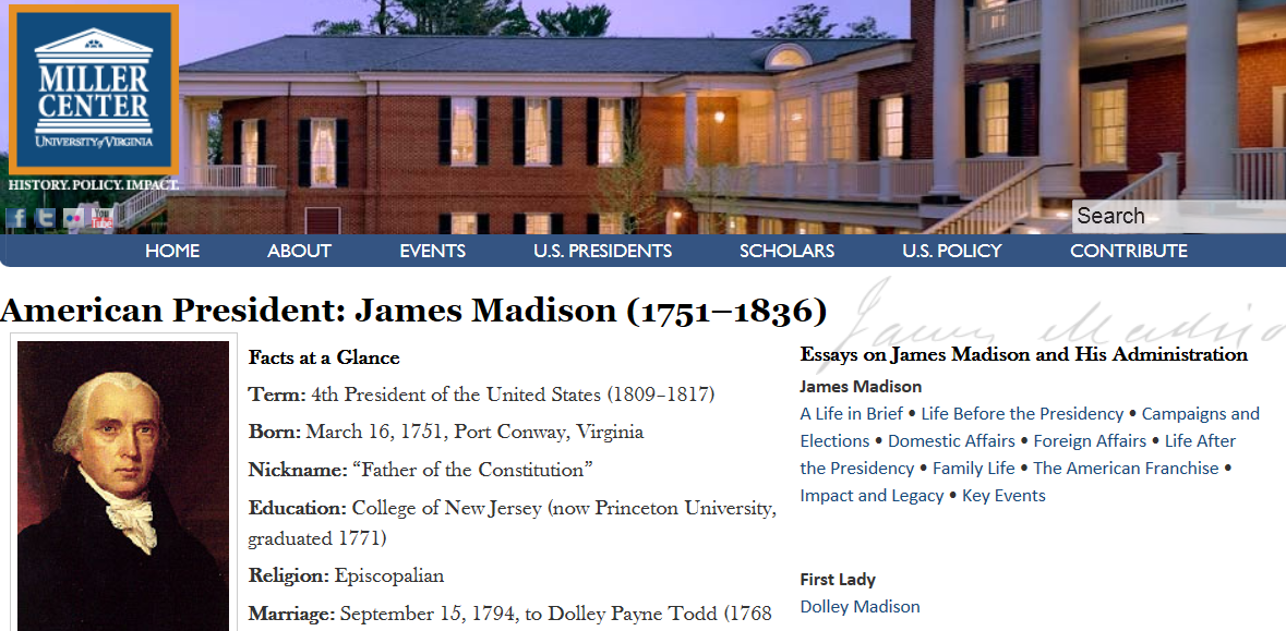 The Learning Professor: Website Spotlight: James Madison