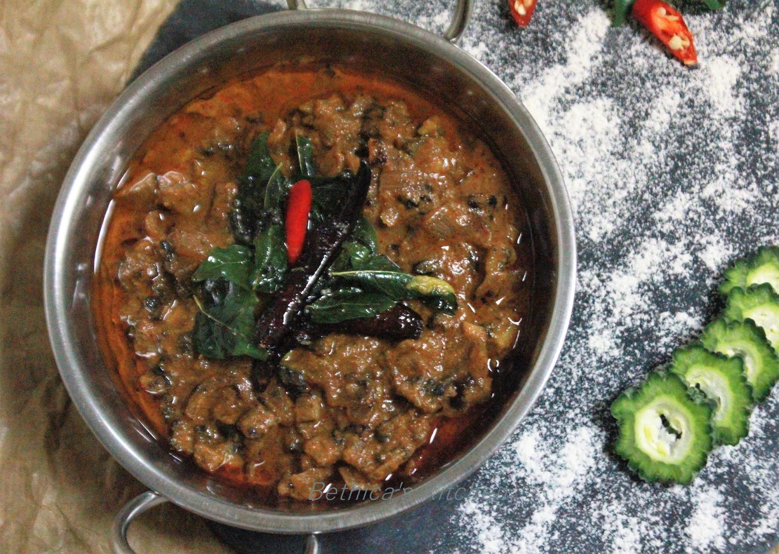 Bethica's Kitchen Flavours: Pavakka Theeyal (Bitter Gourd Curry ...