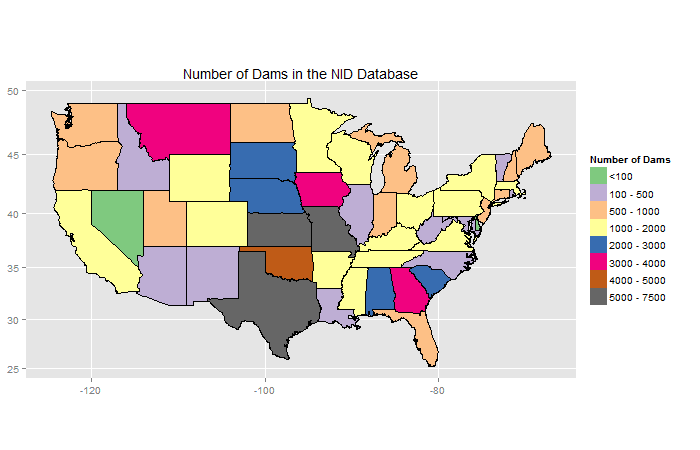 Dams in the United States from the National Inventory of Dams (NID ...