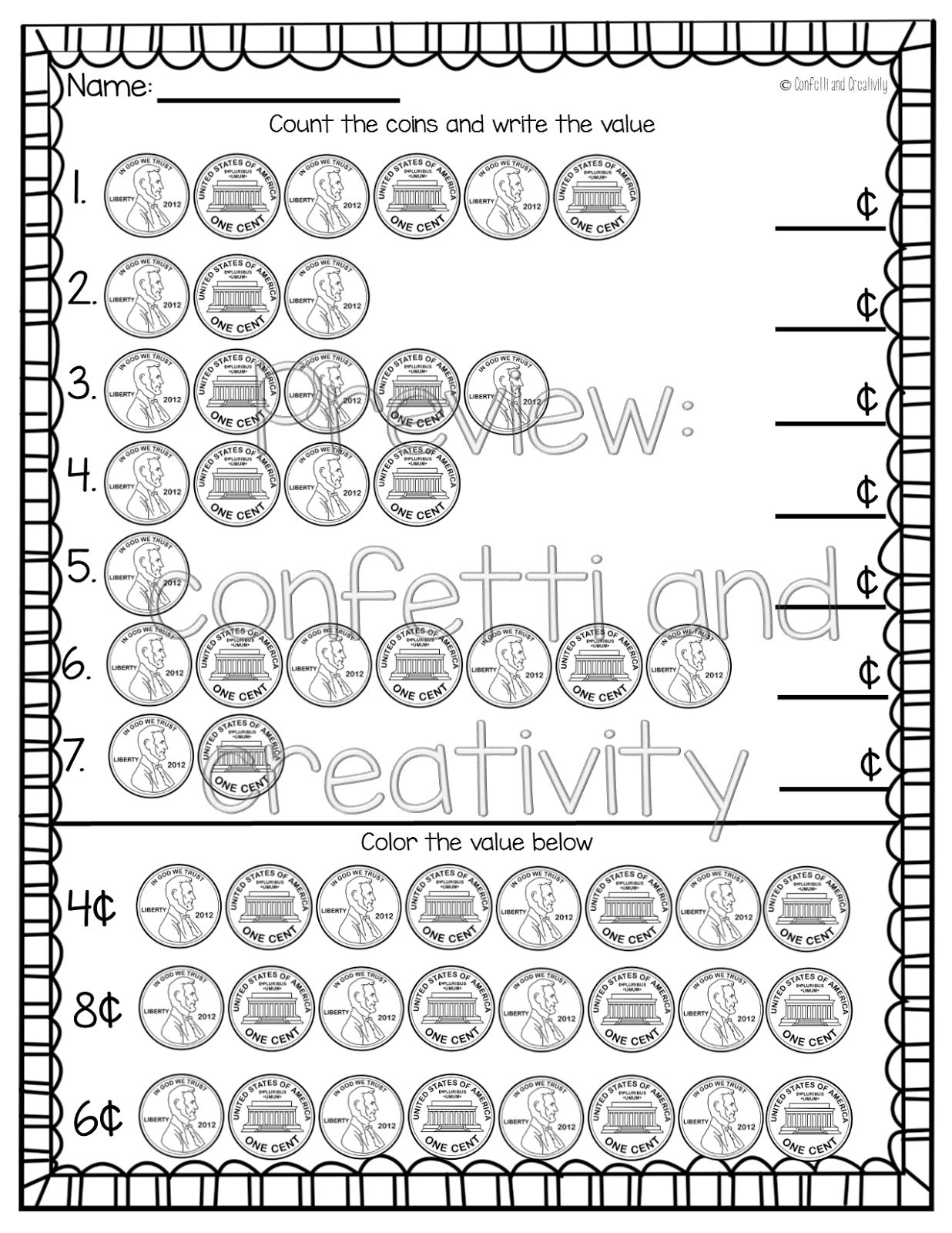 Spoonful of Confetti and Creativity: Teaching Money!