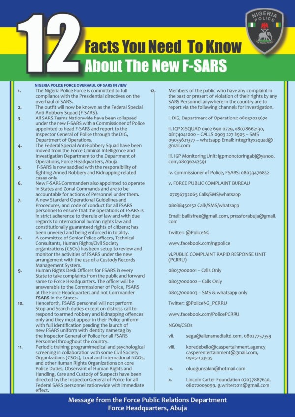 The Nigeria Police Force: 12 Facts You Need to Know about the New F-SARS