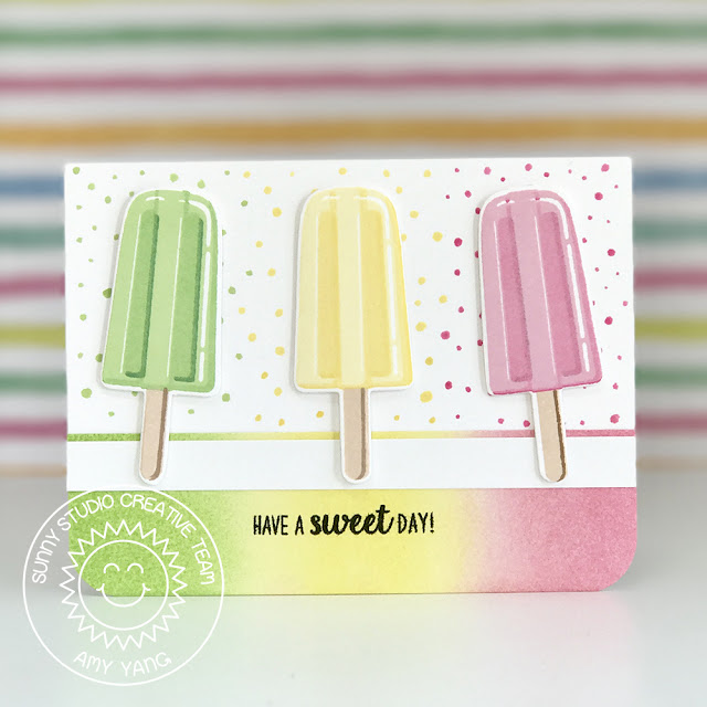 Sunny Studio: Perfect Popsicles Summery Popsicle Trio Card with Amy