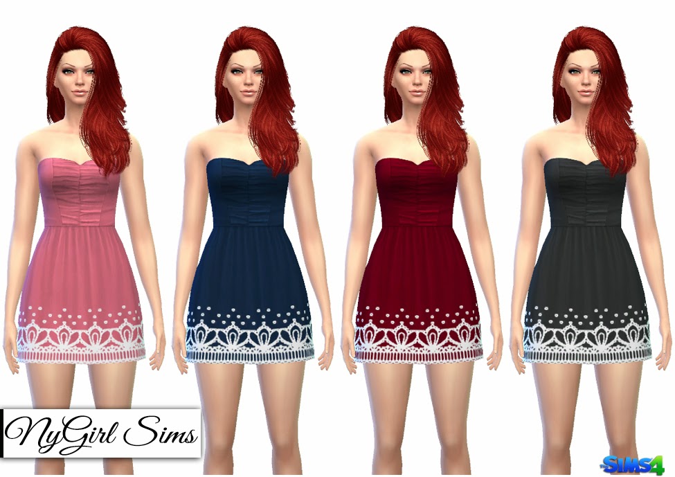 NyGirl Sims 4: Embroidered Strapless Dress
