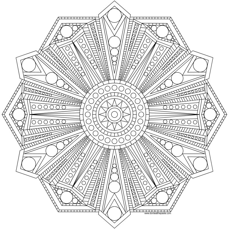 Don't Eat the Paste: July geometric mandala to print and color