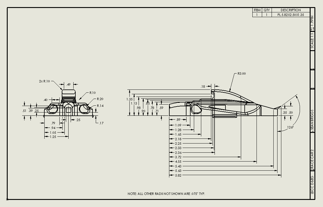 Sean Briggs Drafting: Pine Wood Derby Project