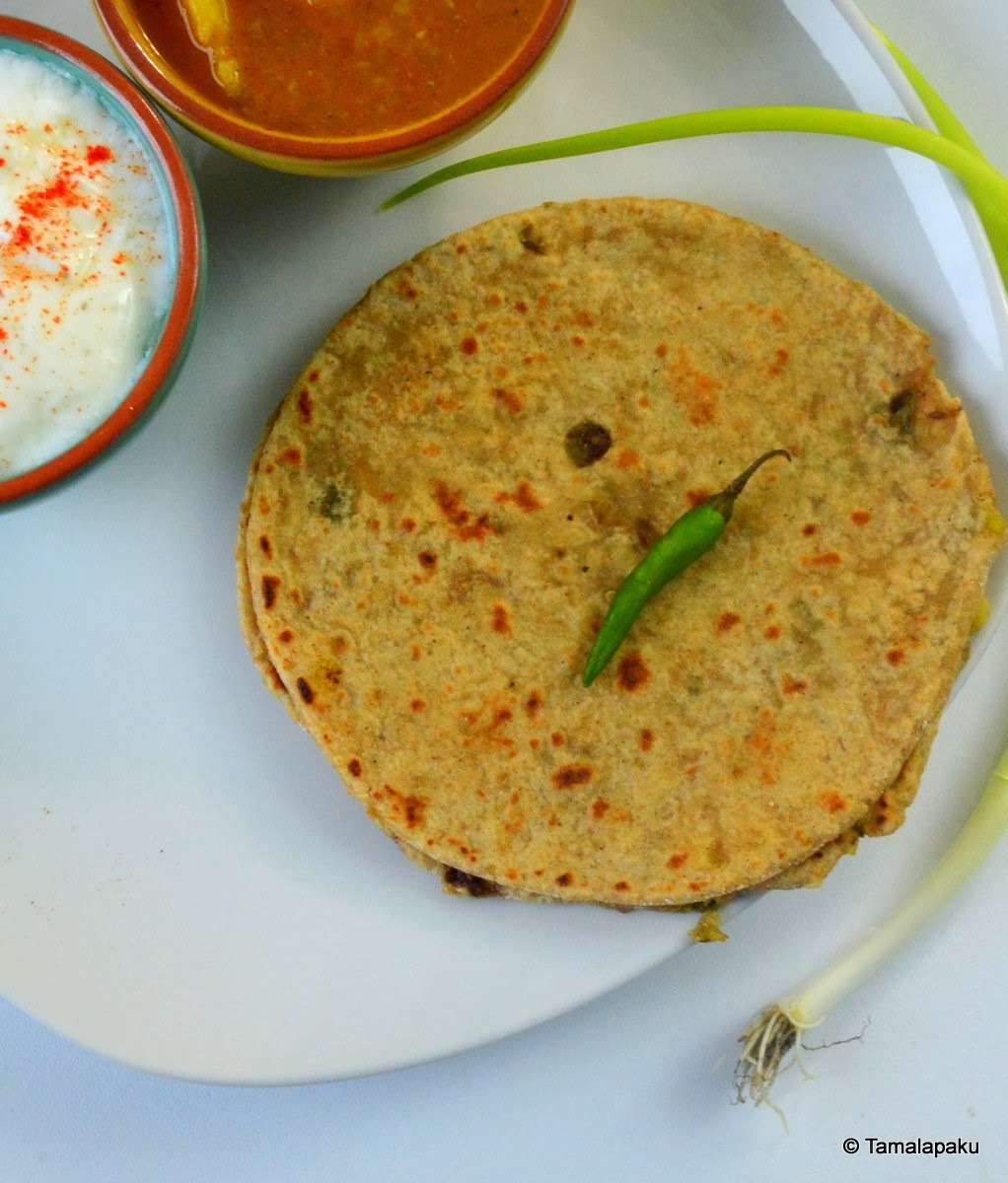Oats And Spring Onion Paratha ~ Tamalapaku