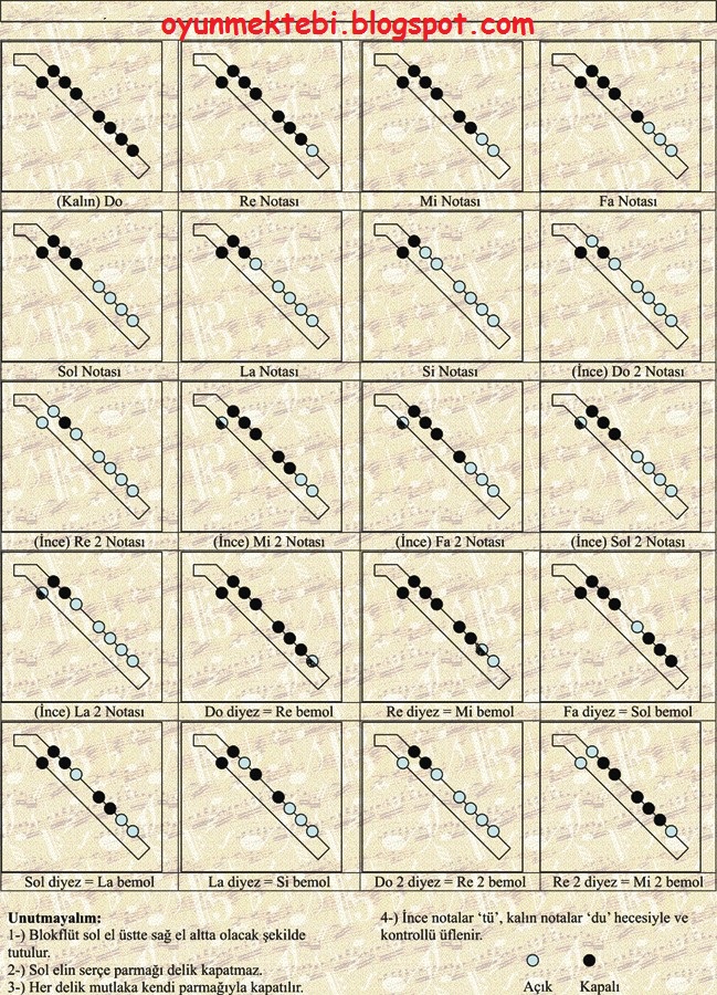DinDersiOyun.com: Flüt ve Melodika Nota Yerleri