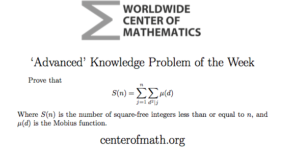 The Center of Math Blog: Advanced Knowledge Problem of the Week 3-16-18 ...