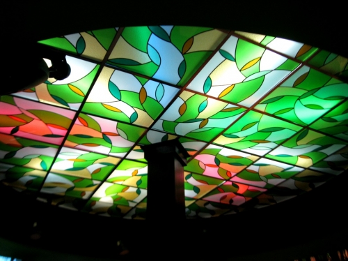 Installing stained glass panels in false ceiling designs