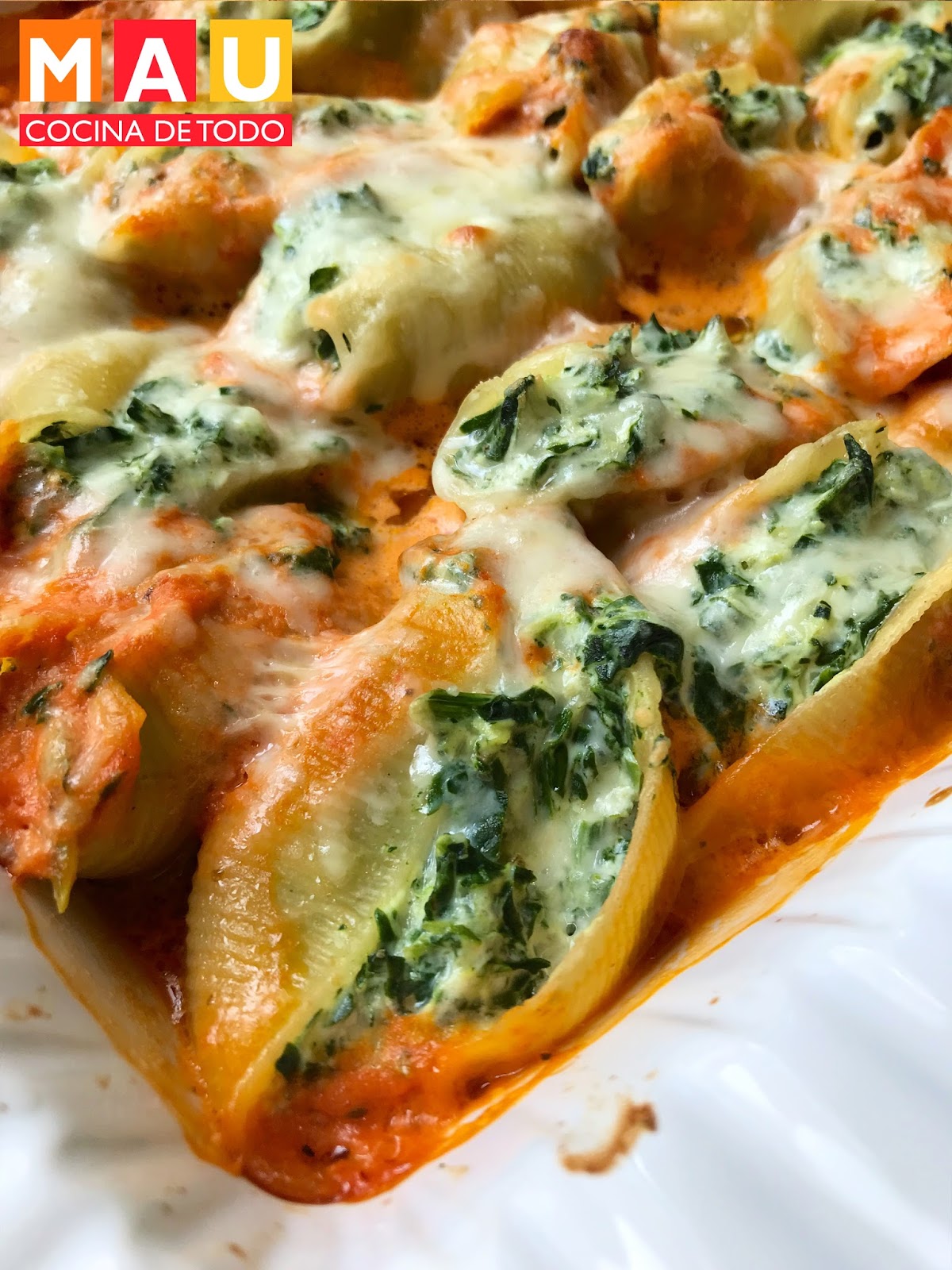 Mau Cocina de Todo: Conchas de Pasta Rellenas de Espinacas