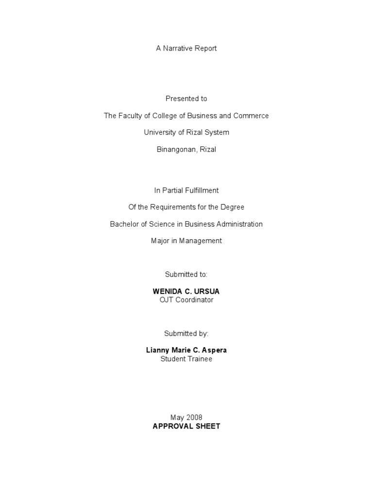 Acknowledgement Sample Ojt Narrative Report