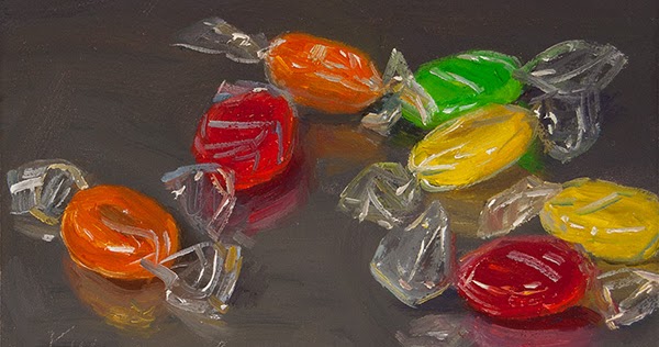 Wang Fine Art: hard candy still life oil painting daily painting a day