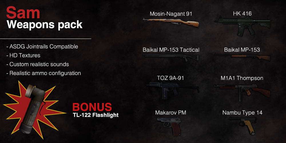 M1A1 Thompson や Baikal MP-153 など Arma 3 用 Sam Weapons Pack アドオン | 弱者の日記 ...