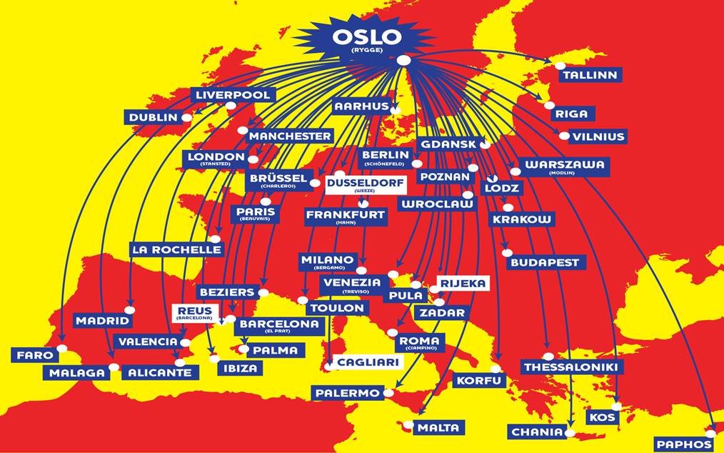OSLOAIRPORTS.COM: Fire nye Ryanairruter neste sommer