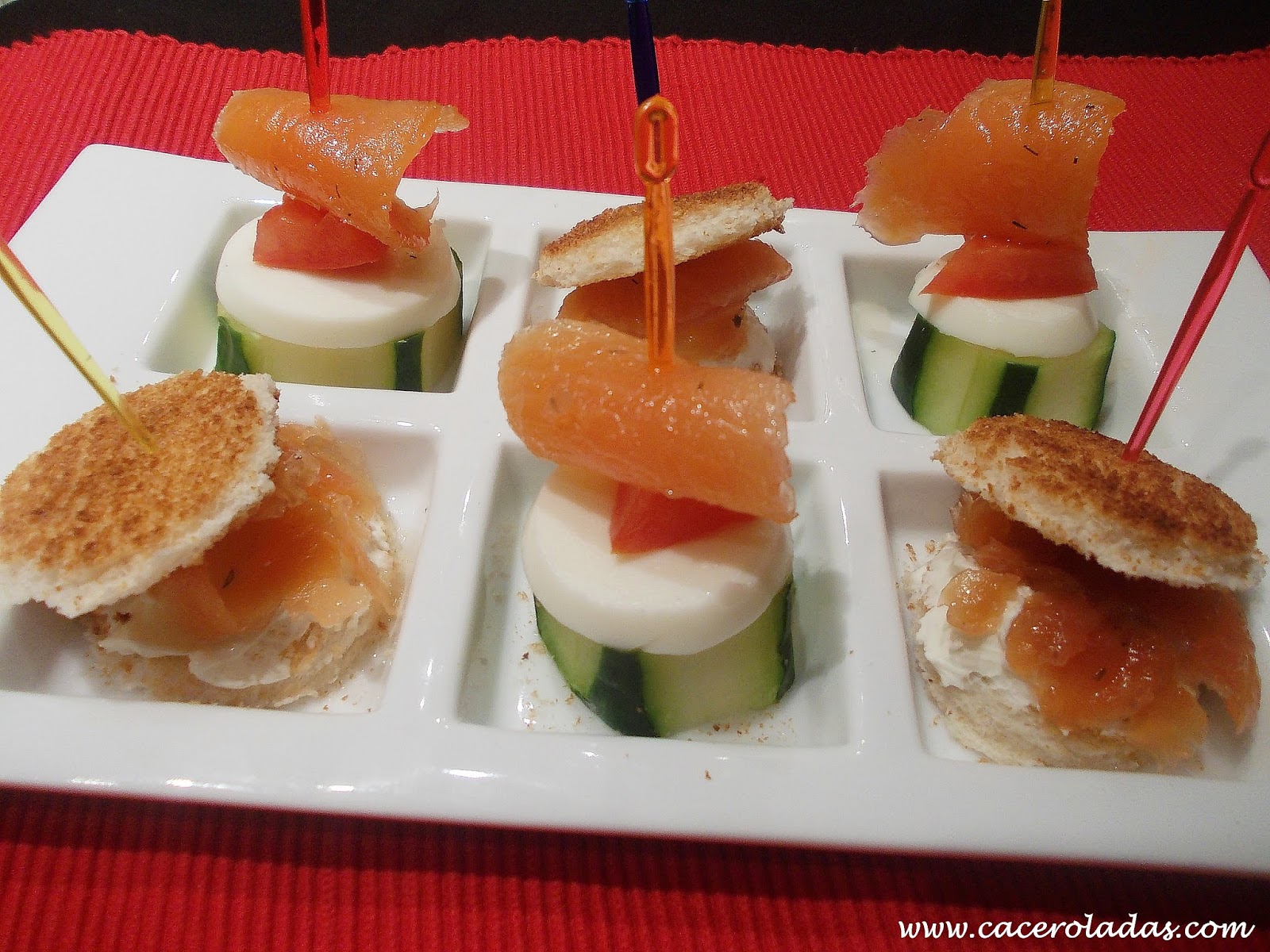 Pinchos de pepino y salmón | Caceroladas