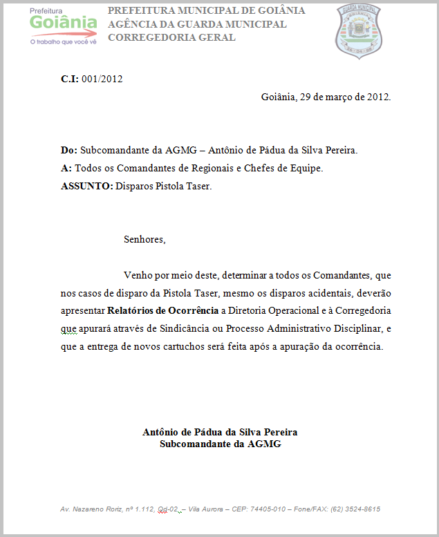 BLOG DO GUARDA CIVIL METROPOLITANO DE GOIÂNIA GLECIO : CIRCULAR INTERNO