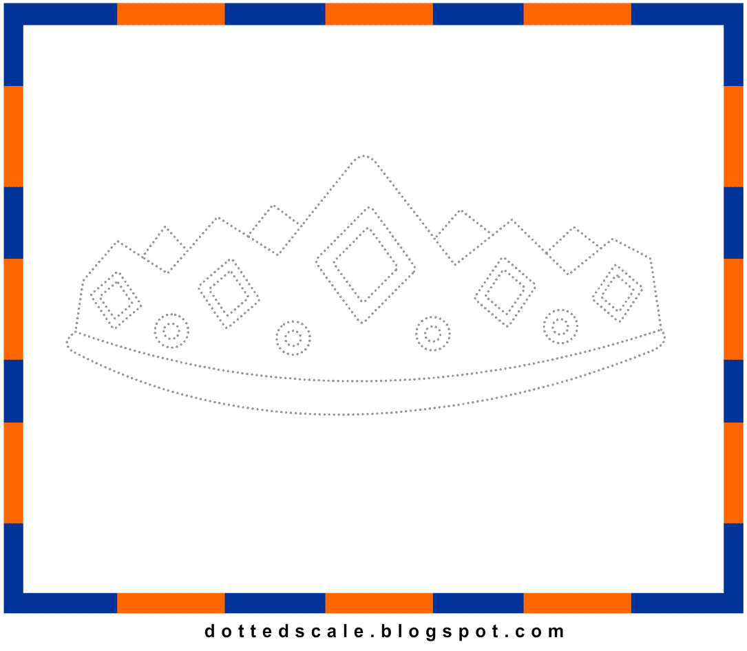 Printable Dotted Drawing Pictures: Crown Dotted for kids