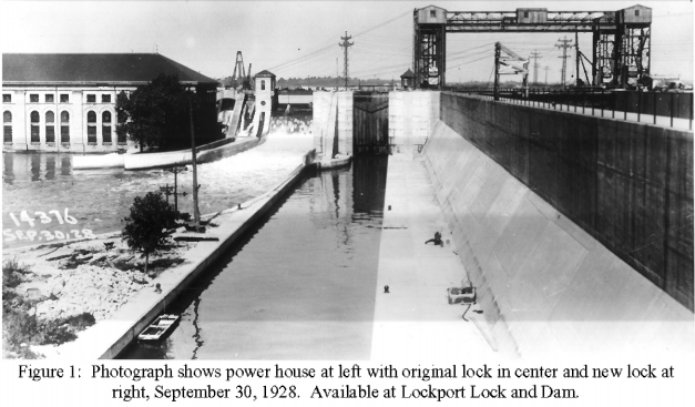 Industrial History: MWRD: Lockport Powerhouse Spillway and First Lock
