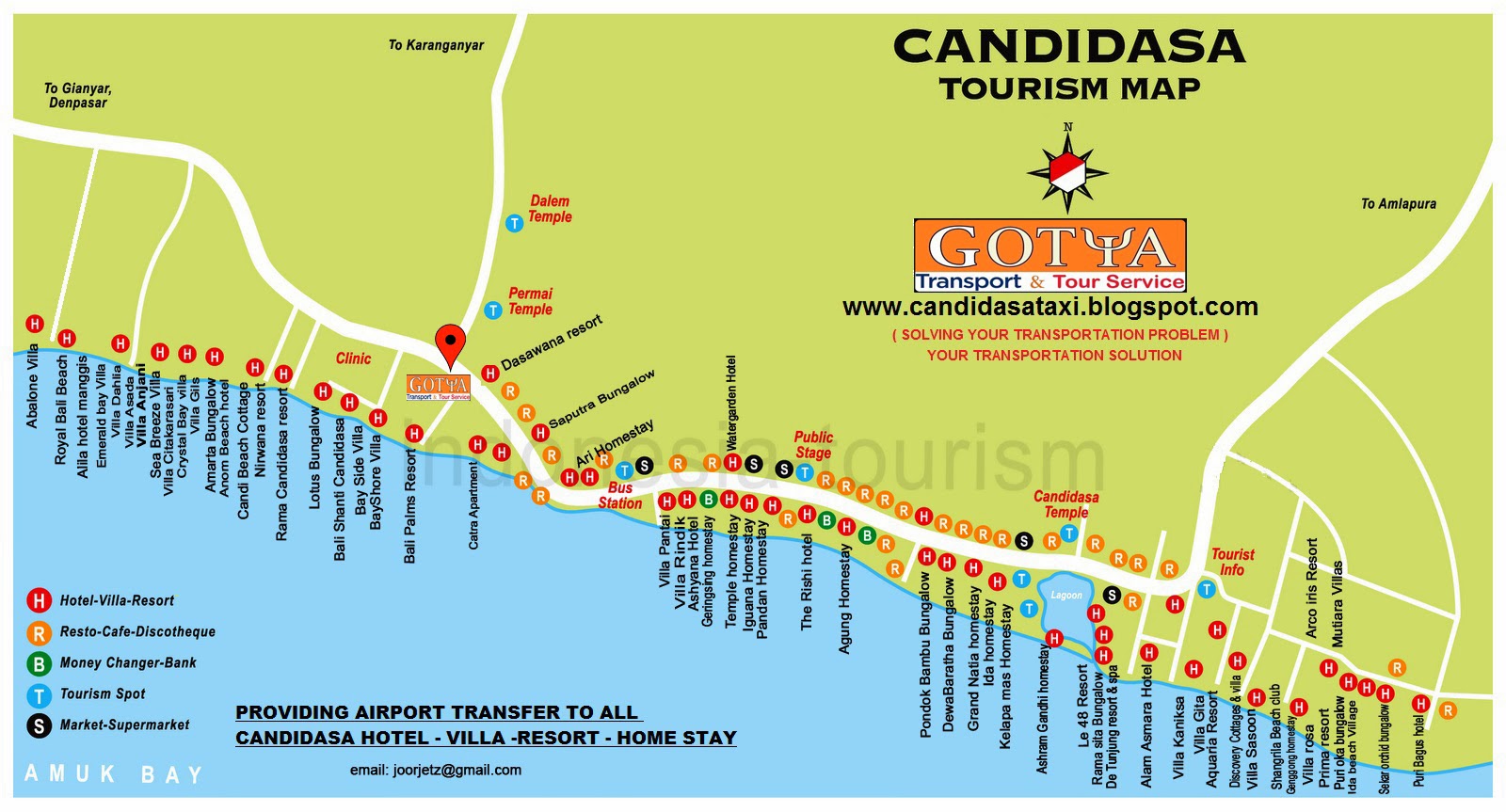 Candidasa Taxi and Tour Service: Map