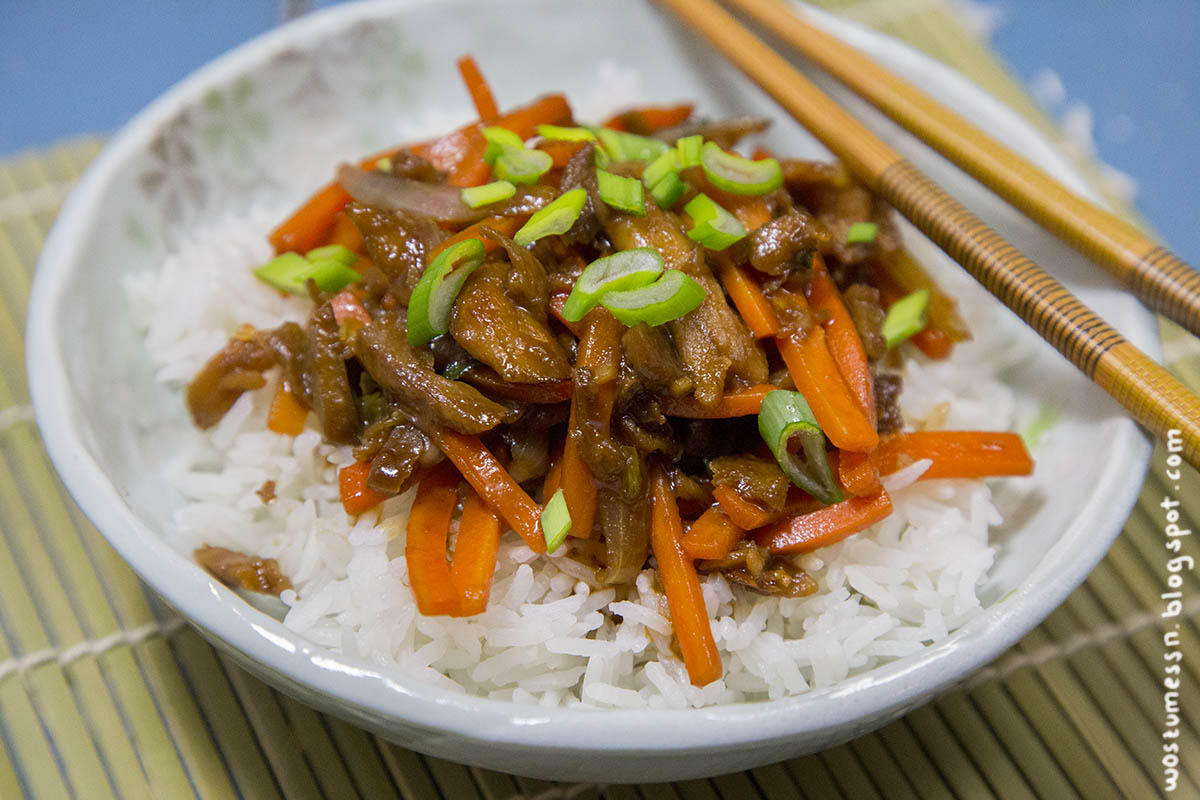 Wos zum Essn: So ne Art Gan Bian - Sticky, knoflig, sojasaucig gewokt ...