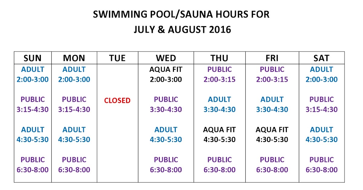Tahsis Living: New Revised Swimming Pool Schedule for Summer