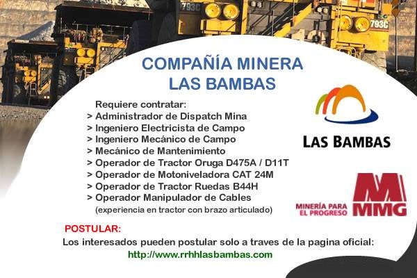 Oportunidad de trabajo en Minera Las Bambas - Convocatorias - bolsa de trabajo - Empleos en ...