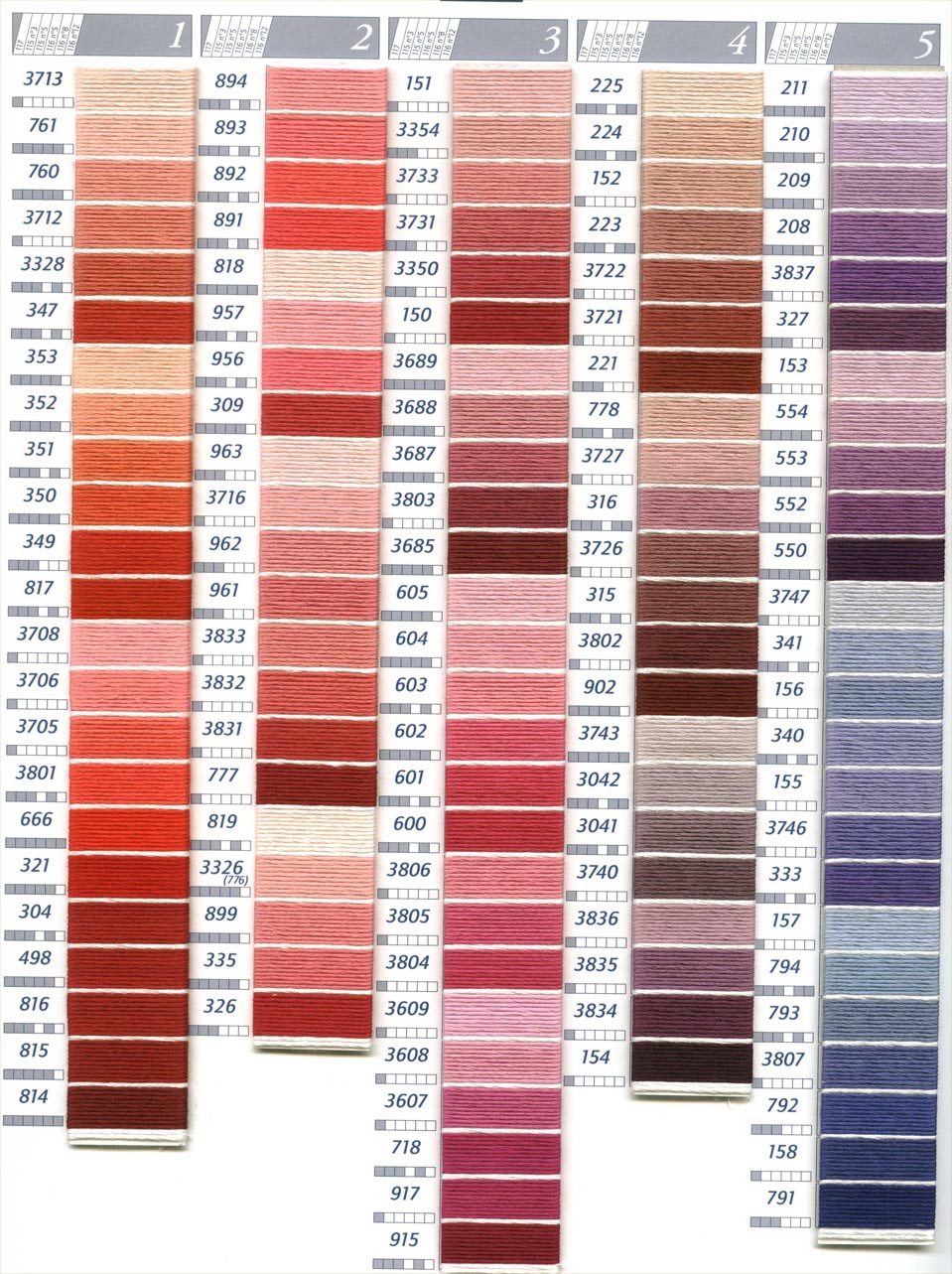 Гнездо рукодельной черепашки: Карта цветов DMC