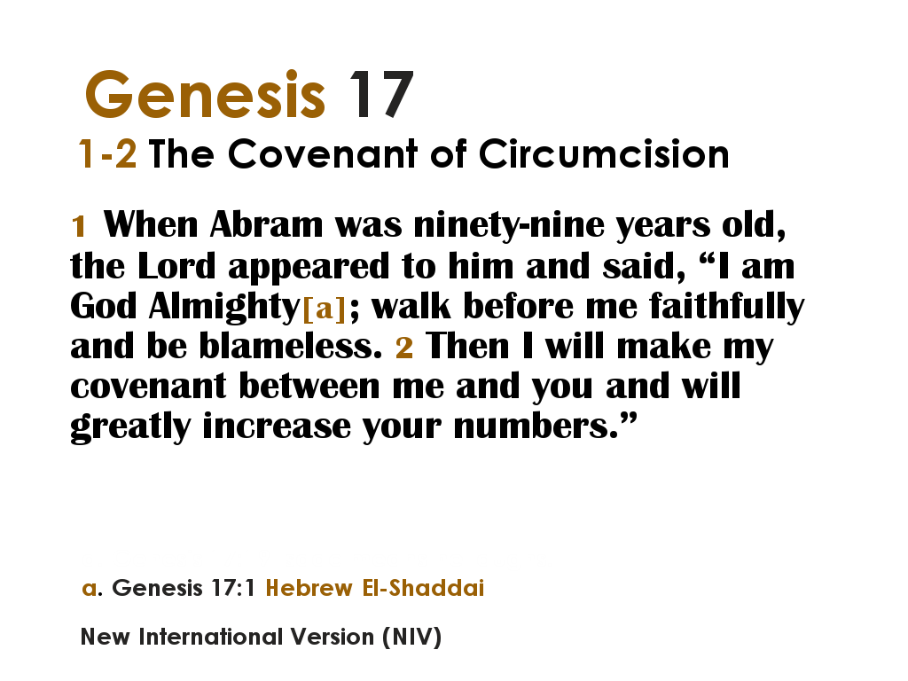 Genesis 17:1-2 The Covenant of Circumcision