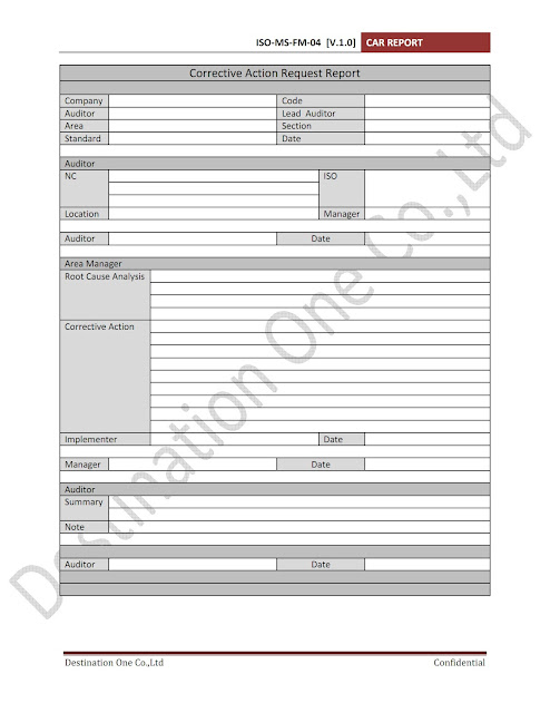 DestinationOne Counselor : ตัวอย่างเอกสาร CAR Report