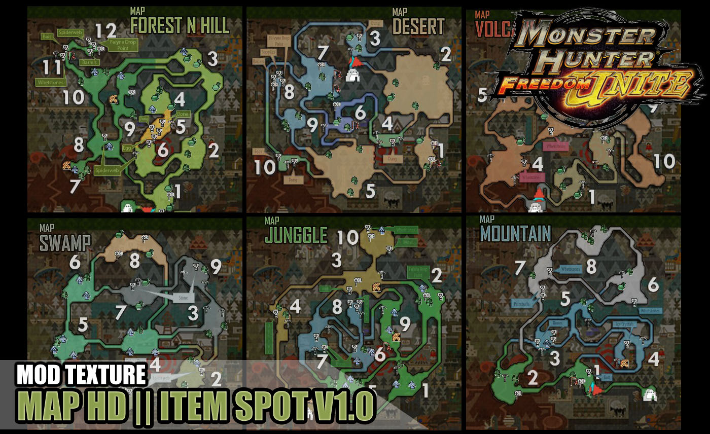 Download Mod Texture Map [Map HD - Item Spot V1.0] MHFU For Emulator ...