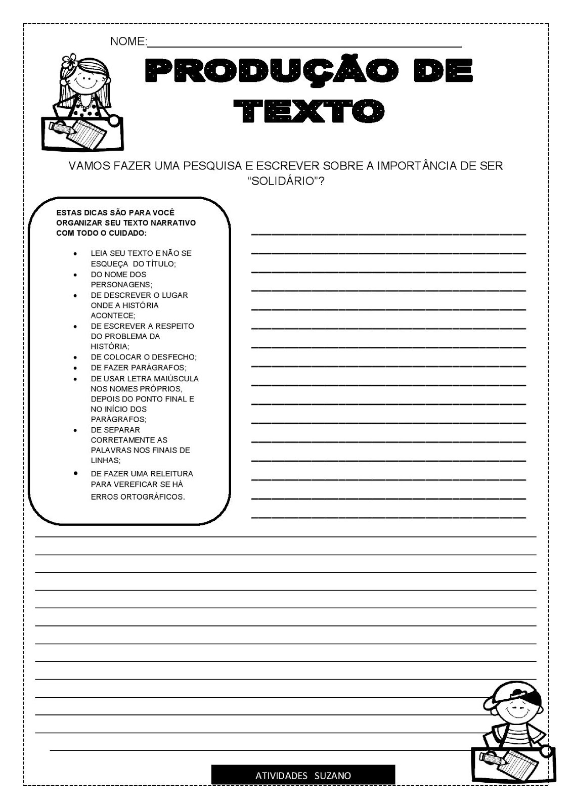 Produção de texto | Atividades Pedagogica Suzano