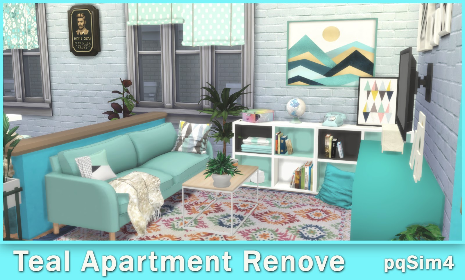 Teal Apartment Renove. Sims 4 Speed Build and Download.
