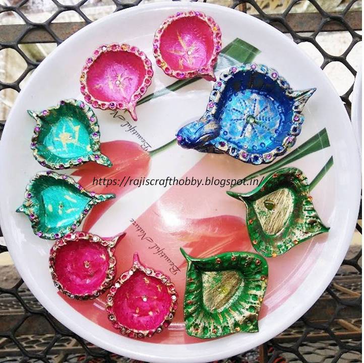Raji's Craft Hobby: Homemade Clay Oil Lamps - Diya