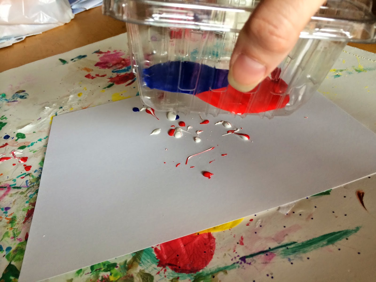Mini Monets and Mommies: Patriotic Paint Splatter Art: Red, White and Blue