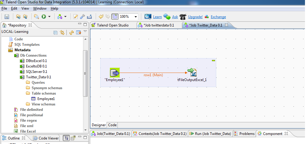 Talend ETL Part 1: SQL Server Database to Excel Sheet