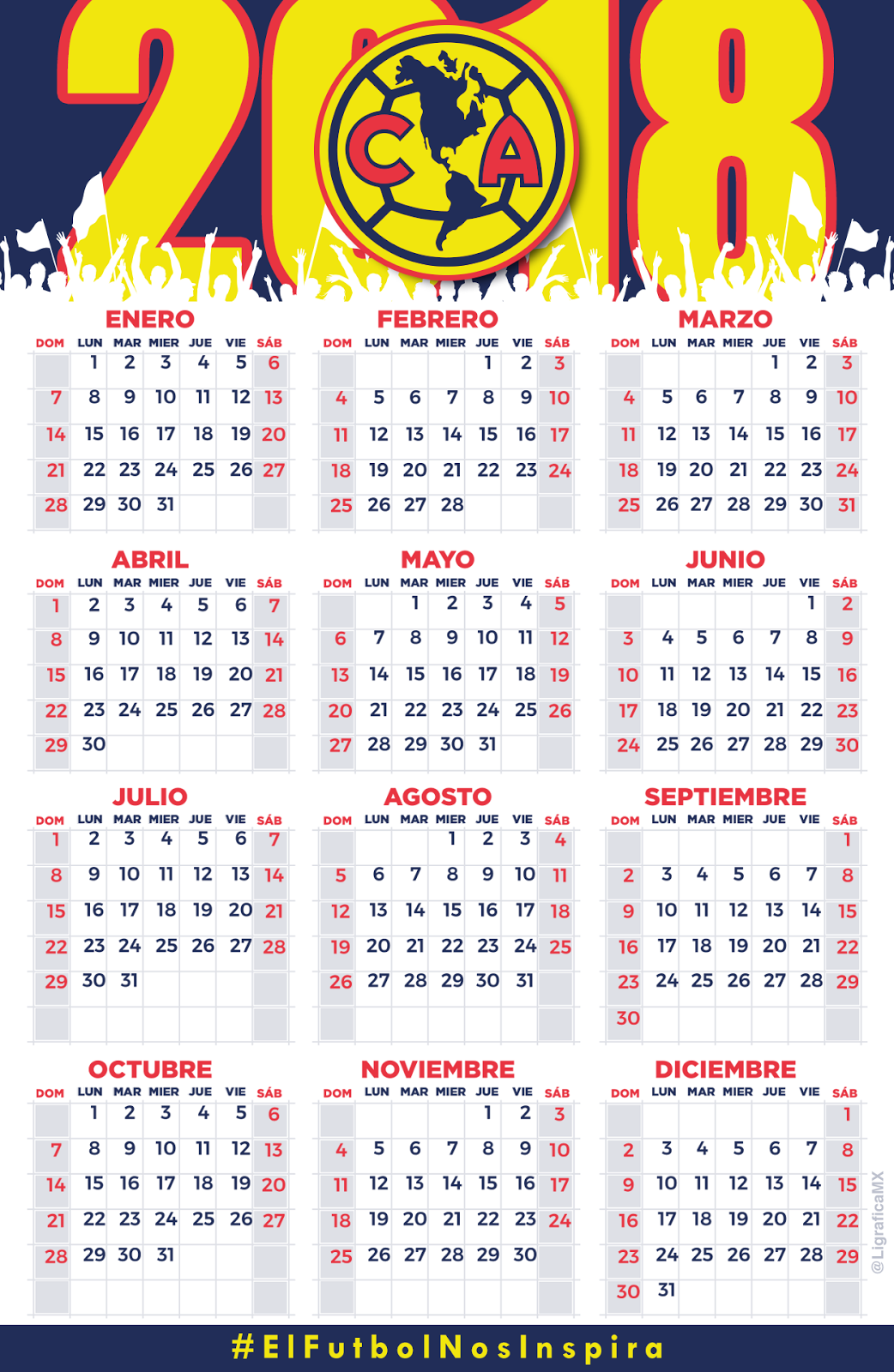 AMERICAnografico: Calendario 2018 • Club América