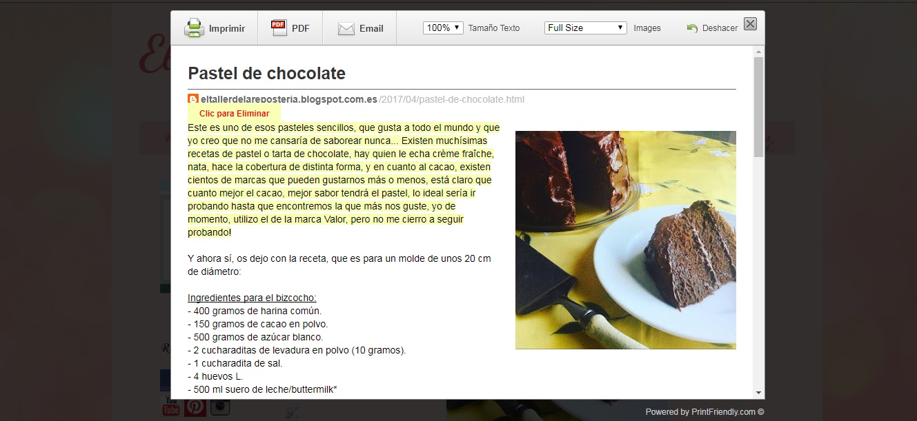 mi archivo de cocina: Cómo imprimir las recetas
