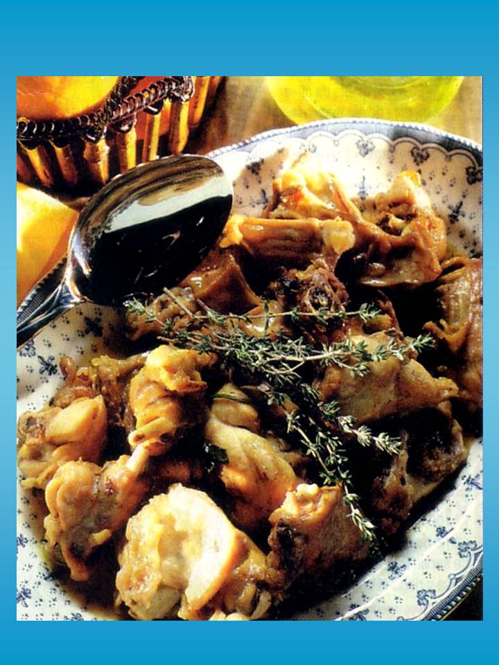 CAZUELA DE BARRO: Conejo en salsa de Naranja y Tomillo