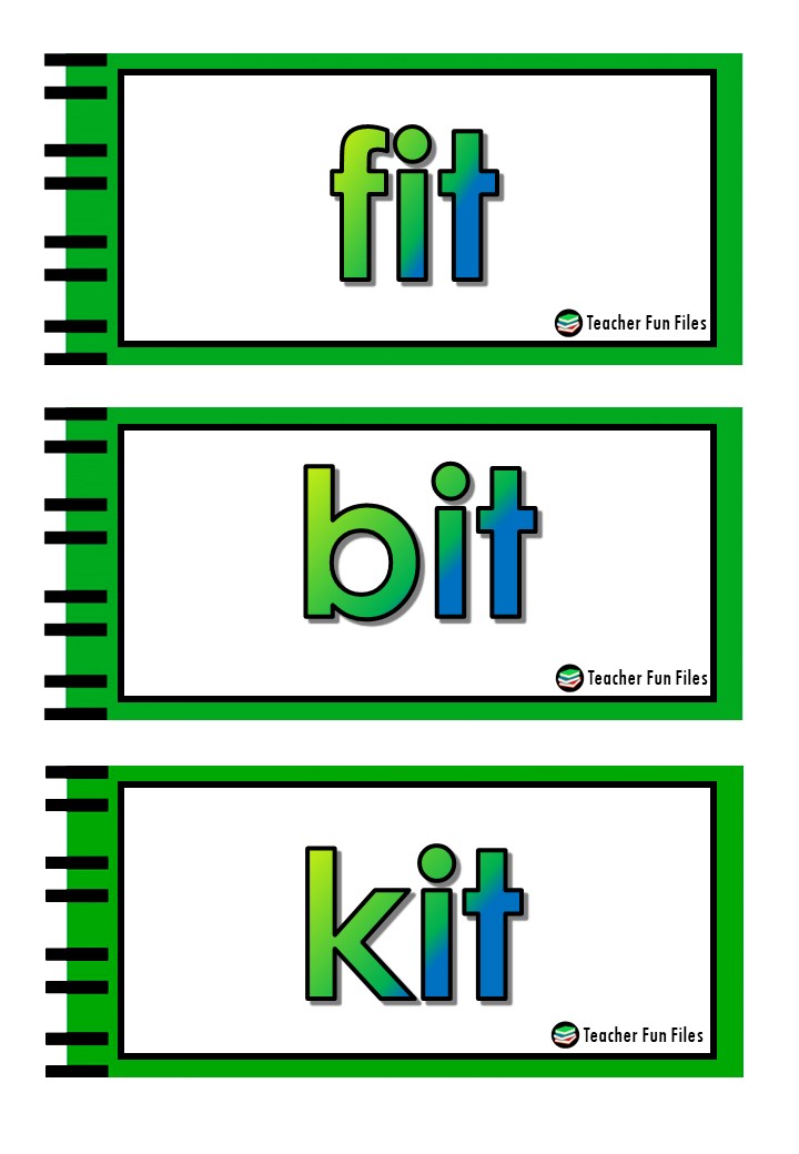 Teacher Fun Files: CVC Short /i/ or Medial /i/ Flashcards