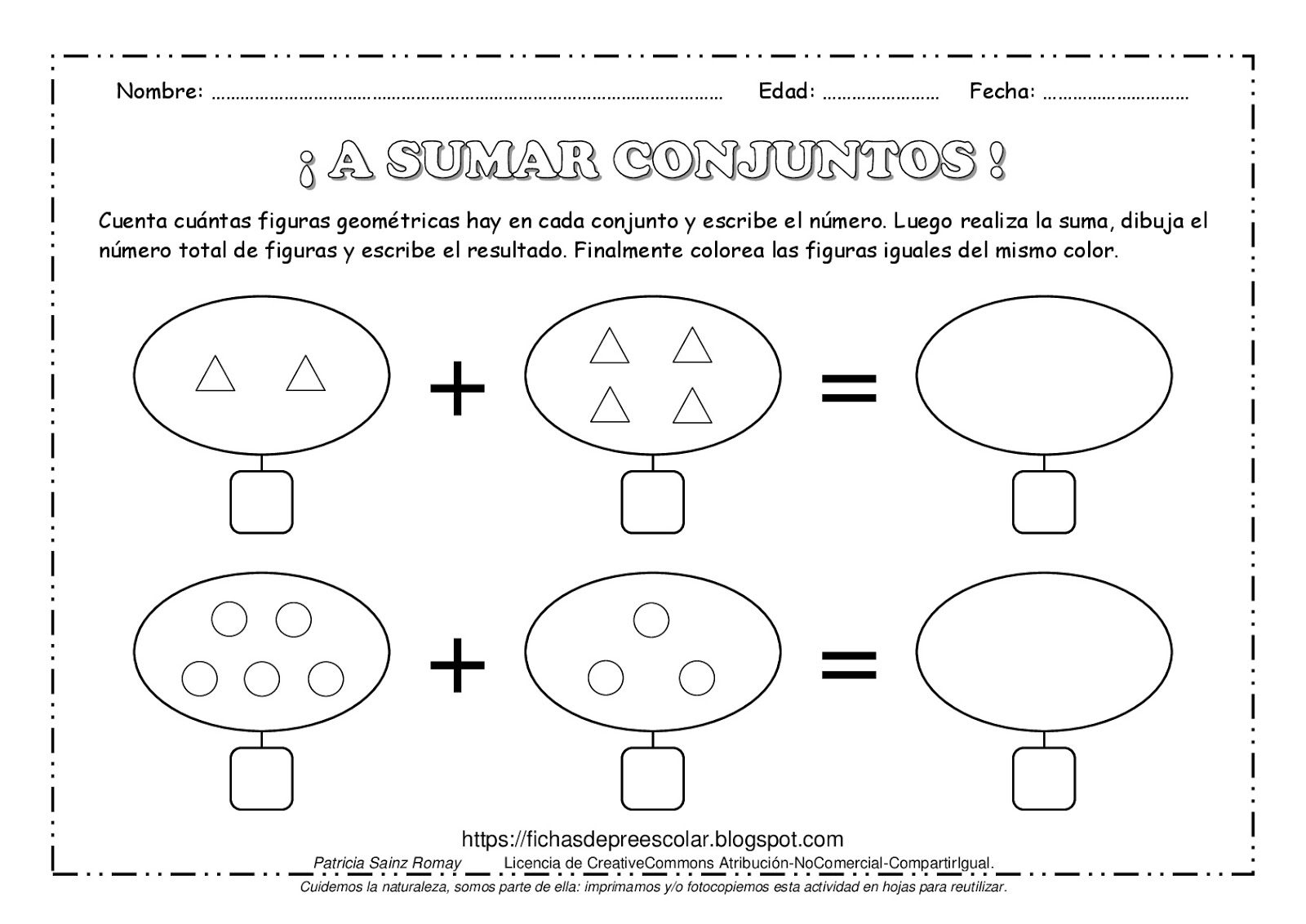 FICHAS DE EDUCACIÓN PREESCOLAR