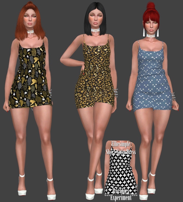 Annett's Sims 4 Welt: Experiment - Elliesimple Short Satin Dress Recolors