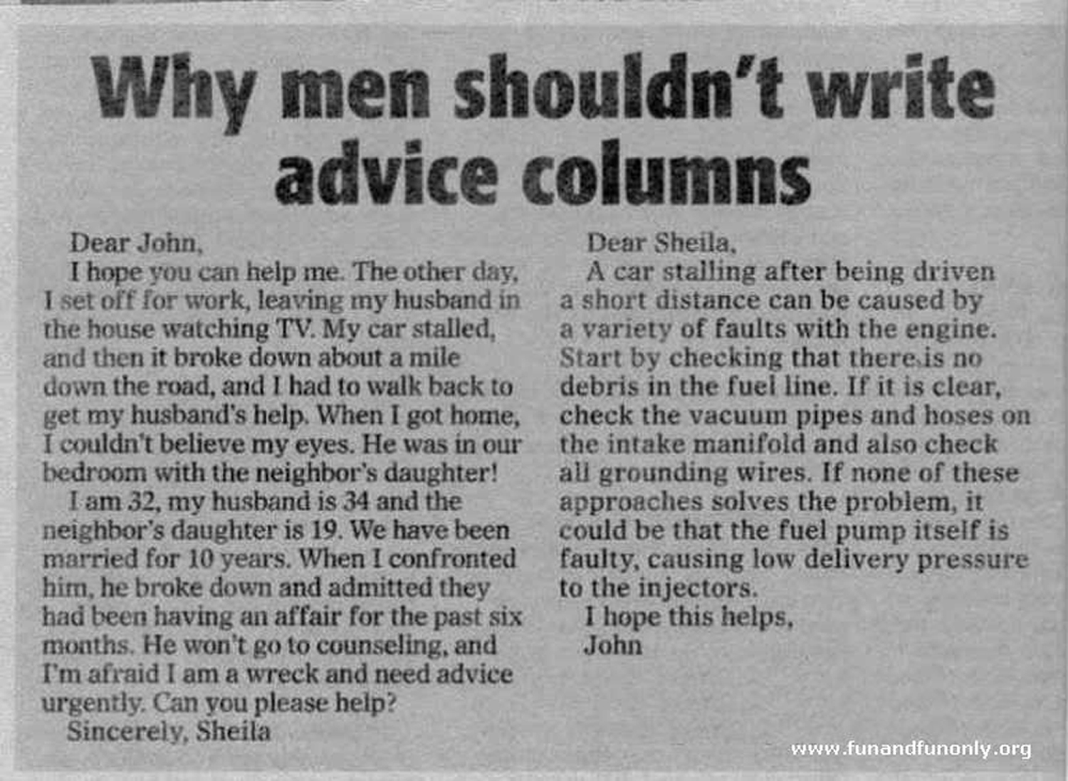 Information Hub: Why Men Shouldn't Write Advice Columns