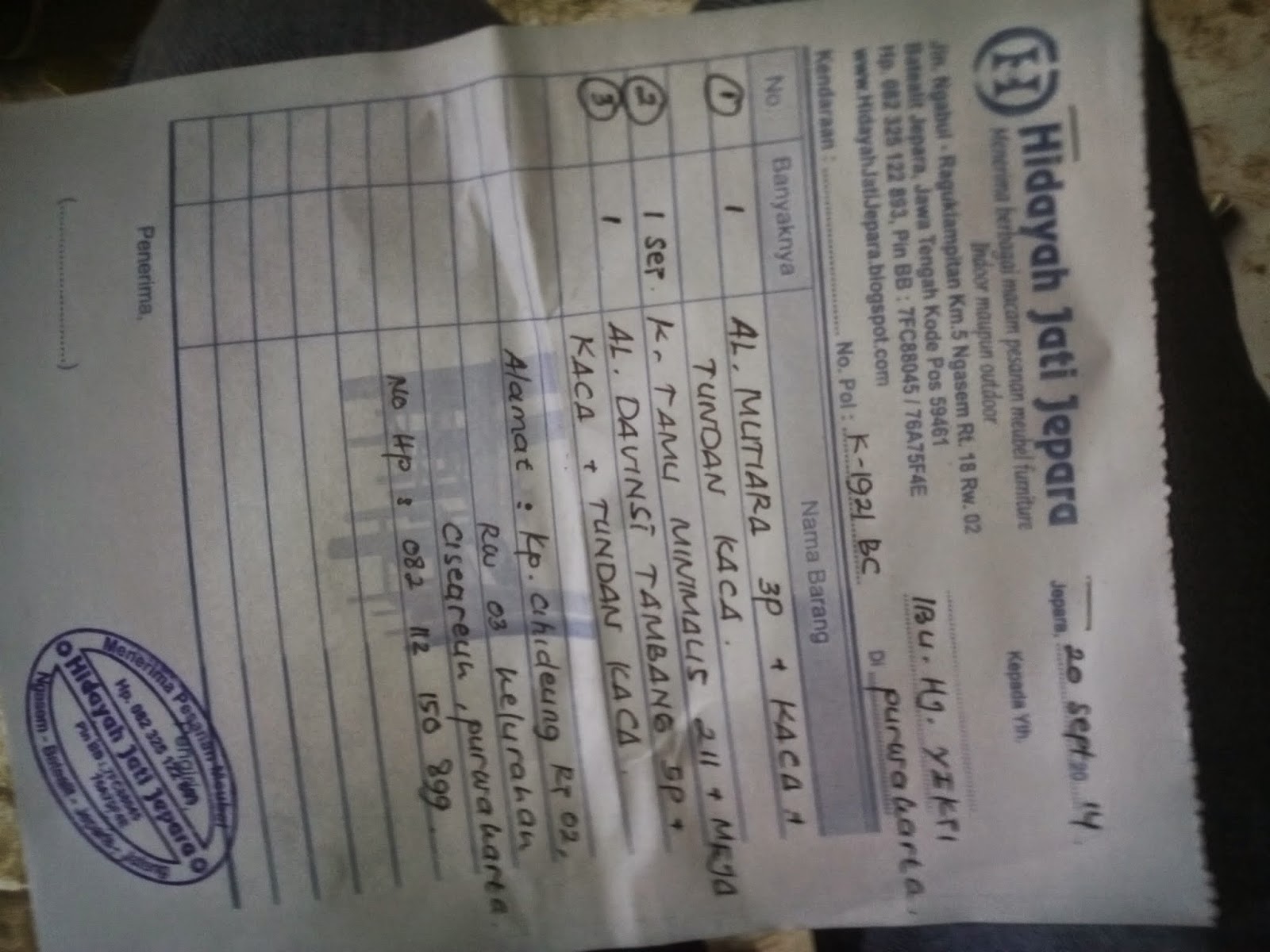 CARA PEMESANAN,BUKTI NOTA,DAN PROSES PENGIRIMAN - Toko Mebel Online ...