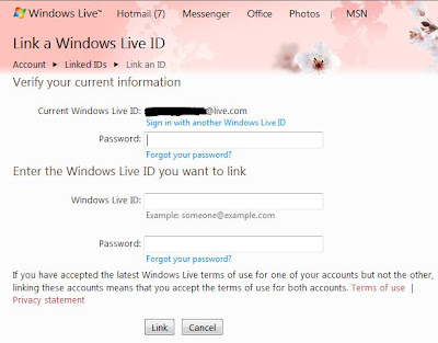 Link Windows Live IDs in Hotmail ~ Security Garden